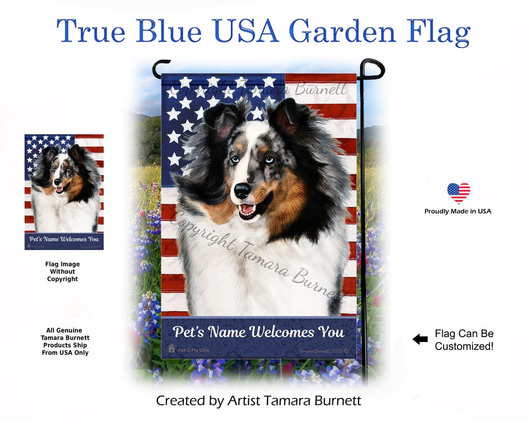 Sheltie Blue Merle - True Blue Patriotic Garden Flag - Etsy