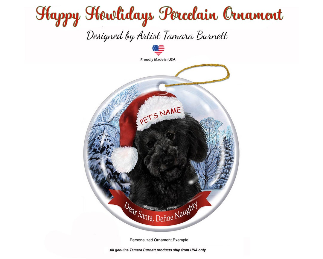 Labradoodle black Santa Hat Porcelain Christmas Ornament - Etsy