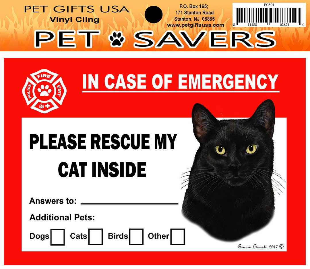 Black Cat Pet Saver Emergency Vinyl Cling 2 Pack - Etsy