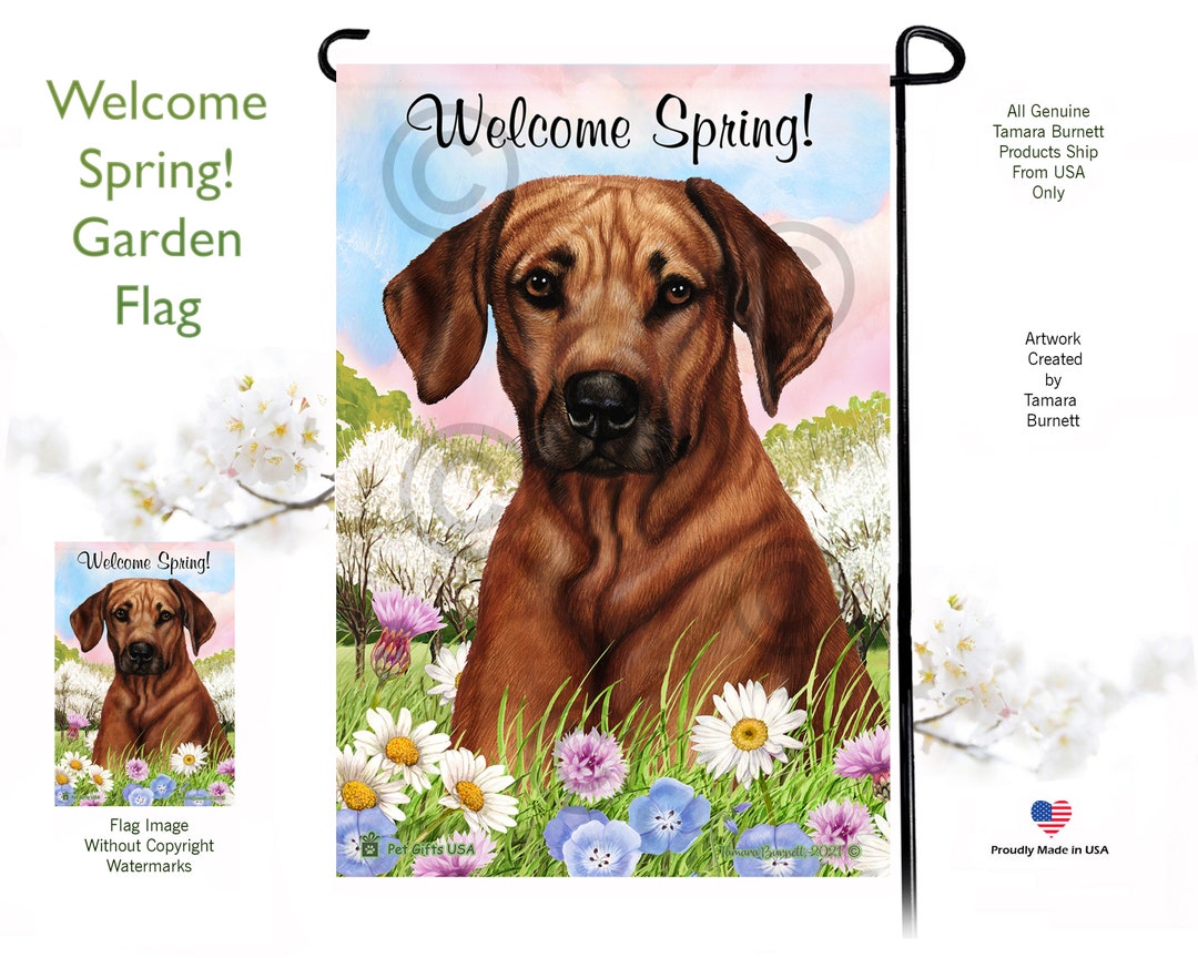 Rhodesian Ridgeback - Welcome Spring Garden Flag by Tamara Burnett - Etsy