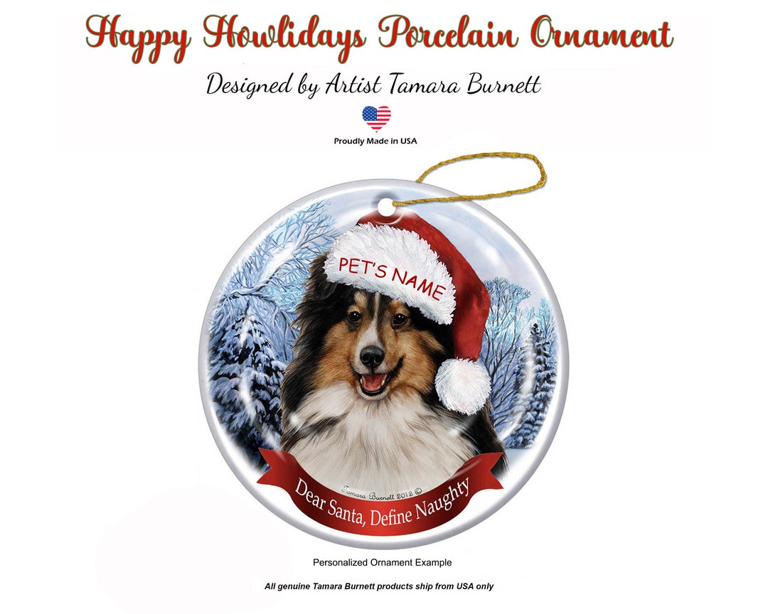 Sheltie Tri Color Santa Hat Christmas Ornament - Etsy