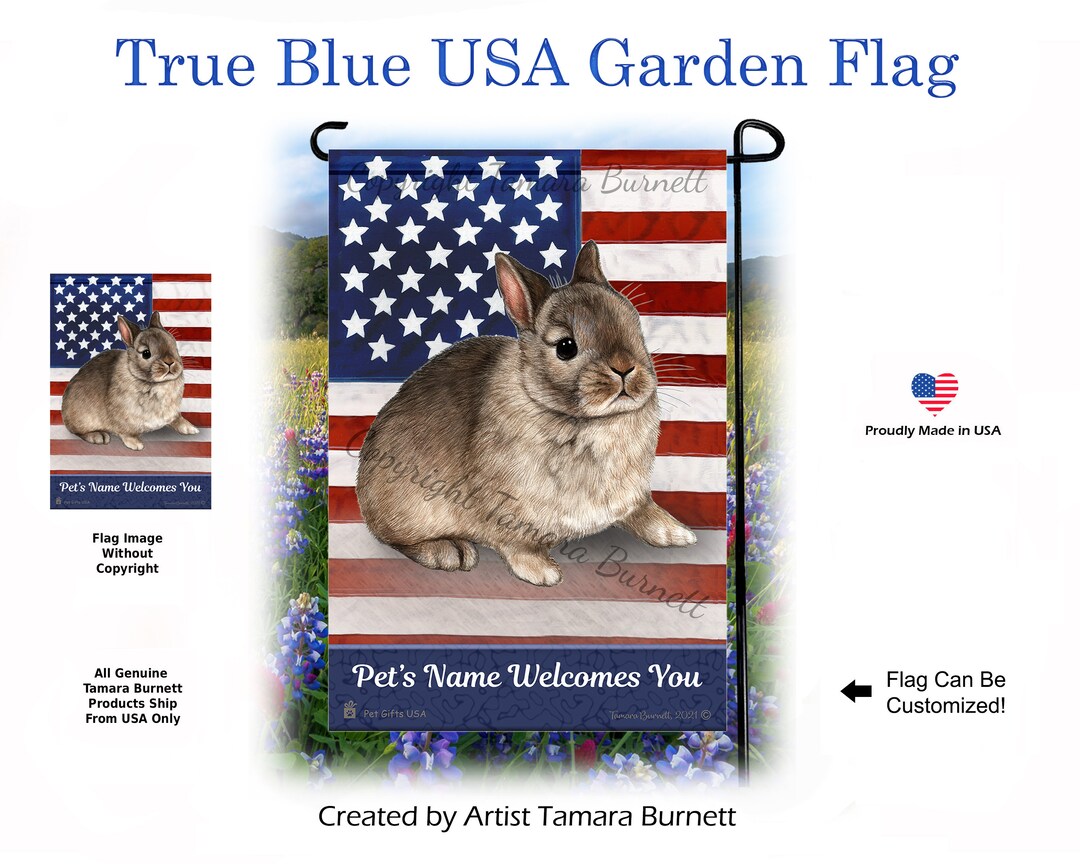 Netherland Dwarf Agouti Rabbit - True Blue Patriotic Garden Flag - Etsy