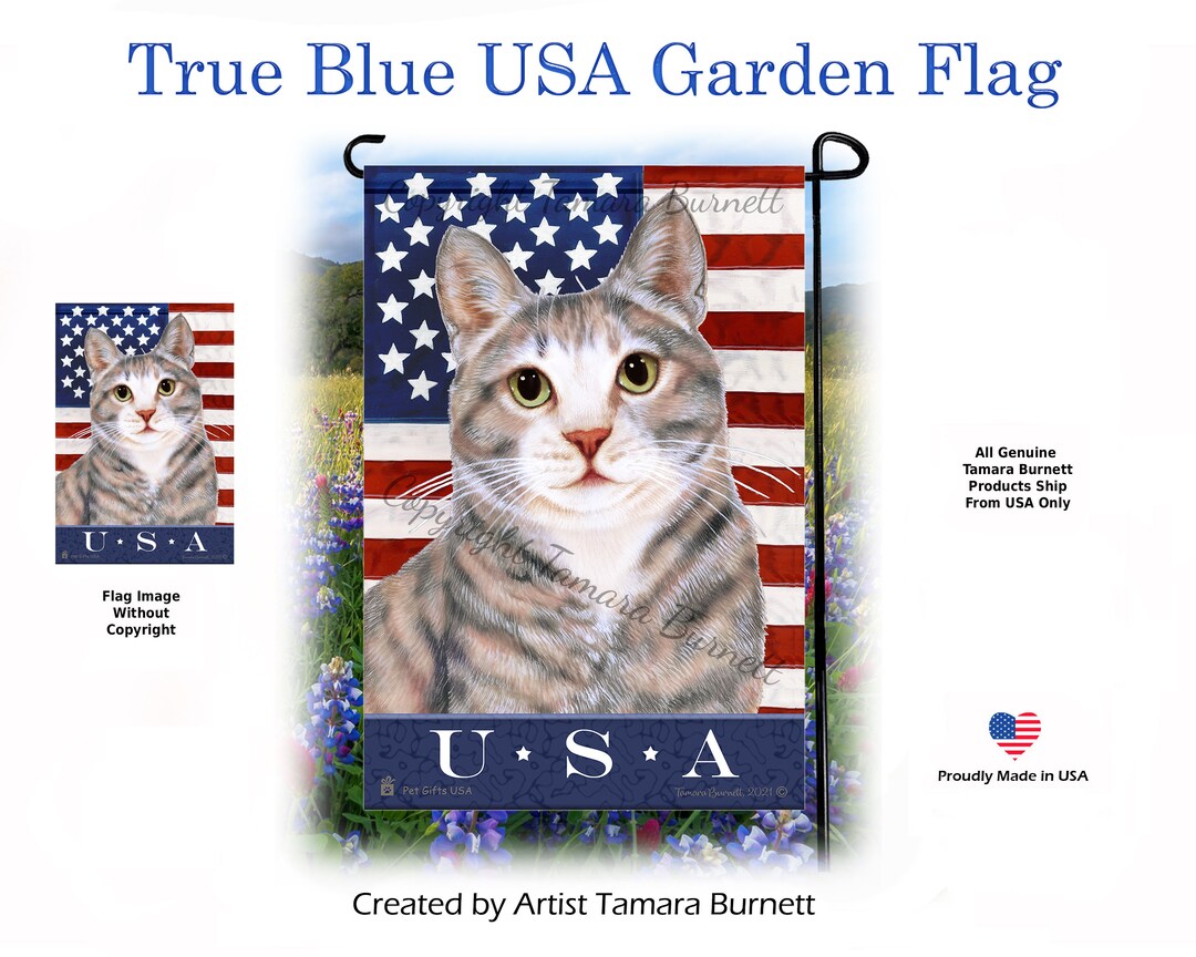 Tortoiseshell Blue Cream Cat - True Blue Patriotic Garden Flag - Etsy