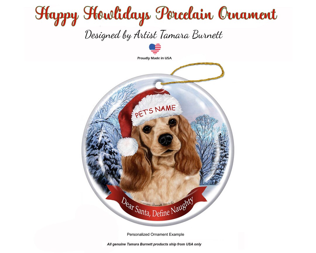 Cocker Spaniel (buff) - Santa Hat Christmas Ornament - Etsy