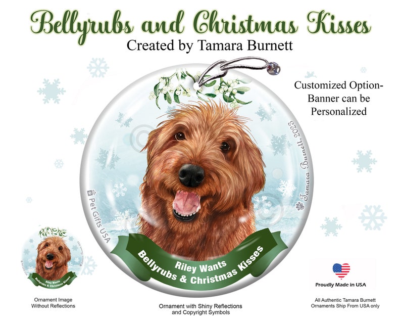 Labradoodle Red Shaggy Cut - Belly Rubs and Christmas Kisses Ornament ...
