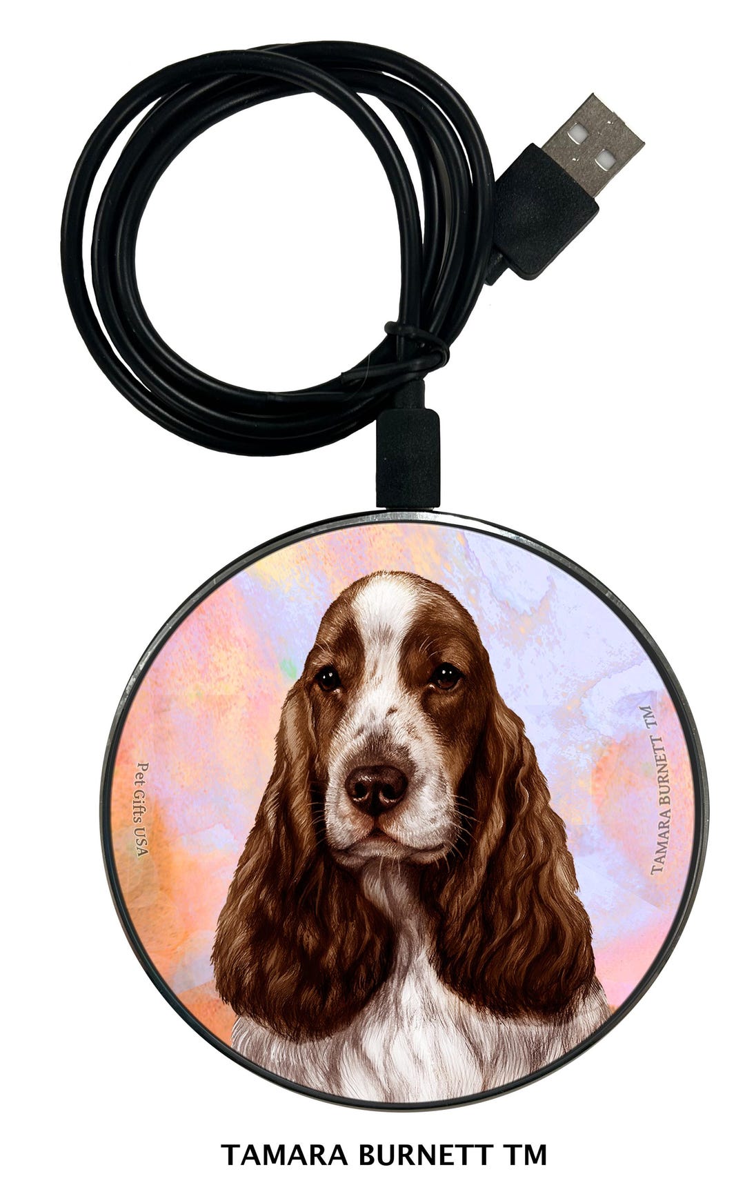 English Cocker Spaniel Liver and White - Zoomies Phone Charger - Etsy