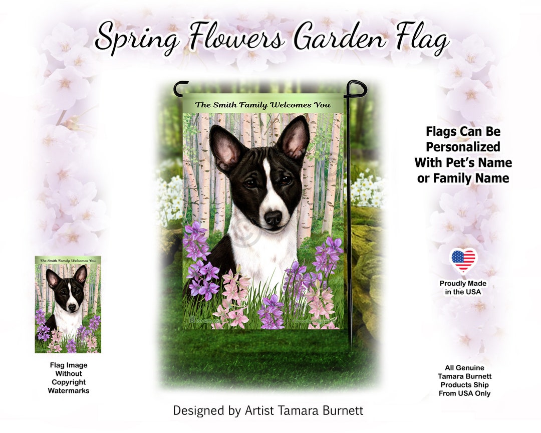 Basenji Black & White Spring Design Garden Flag - Etsy