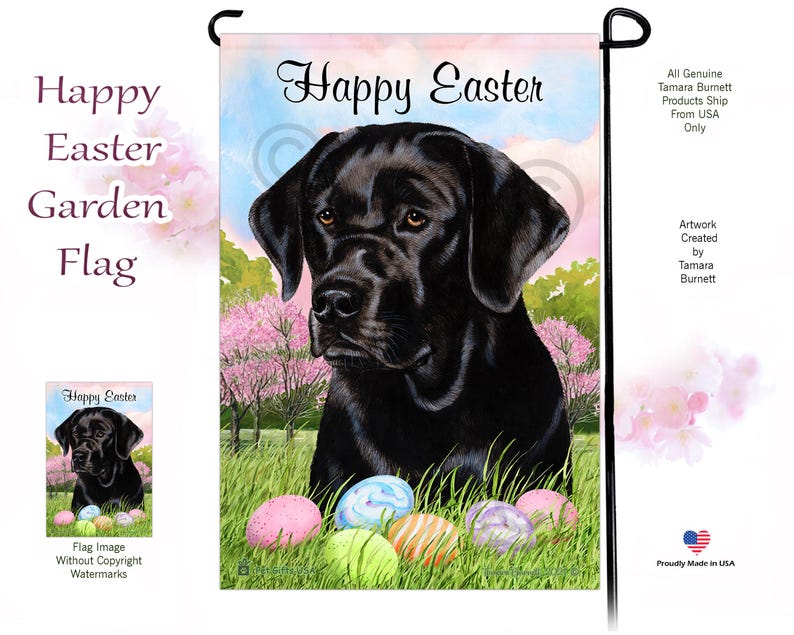 Labrador Retriever (english Black) - Happy Easter Garden Flag - Etsy