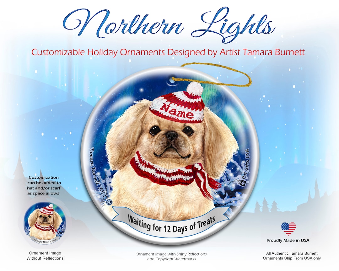 Pekingese Cream Sable Northern Lights Christmas Ornament - Etsy