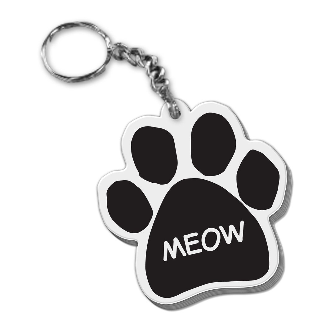 MEOW Paw Shaped Keychain - Etsy