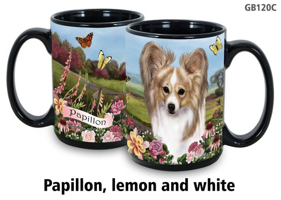 Papillon Lemon & White Garden Party 15 Oz Black Coffee Cup | Etsy