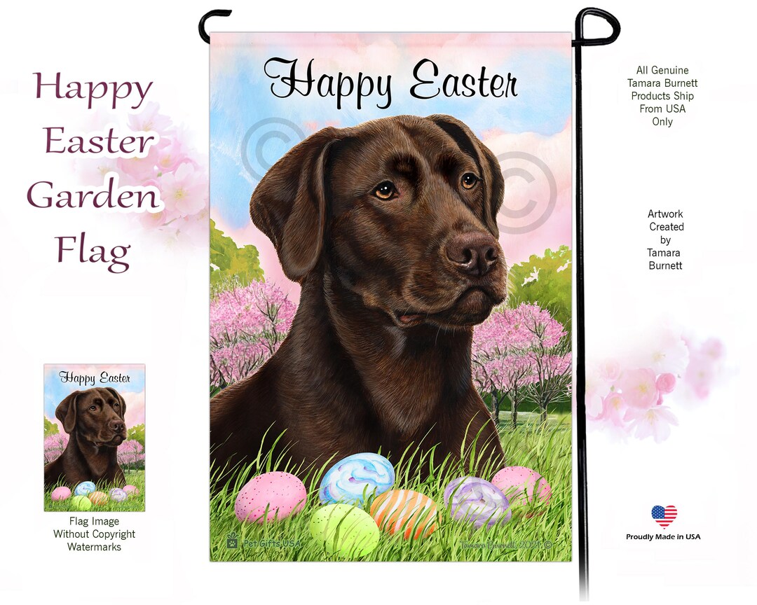 Labrador Retriever (american Chocolate) - Happy Easter Garden Flag - Etsy