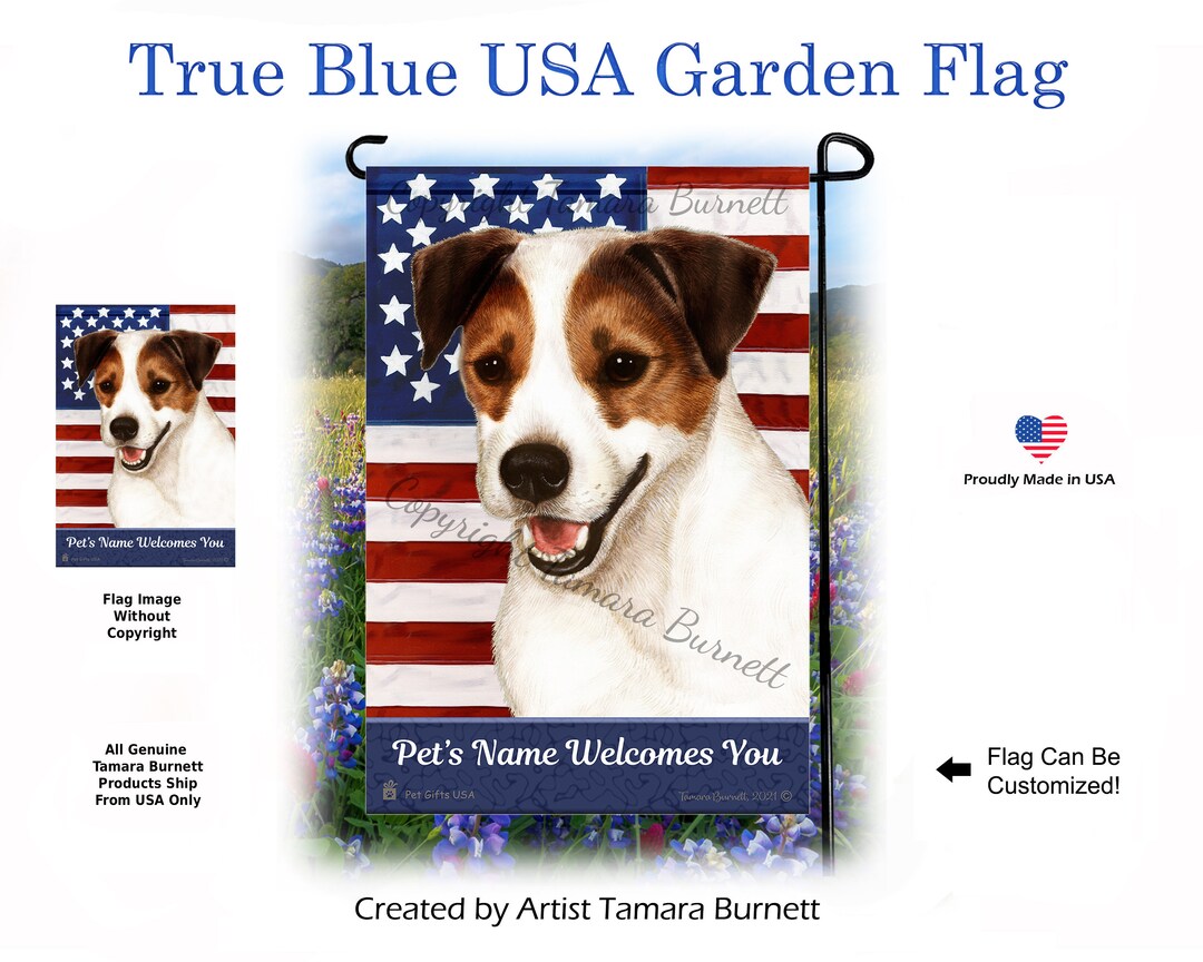 Jack Russell Tri Color - True Blue Patriotic Garden Flag - Etsy
