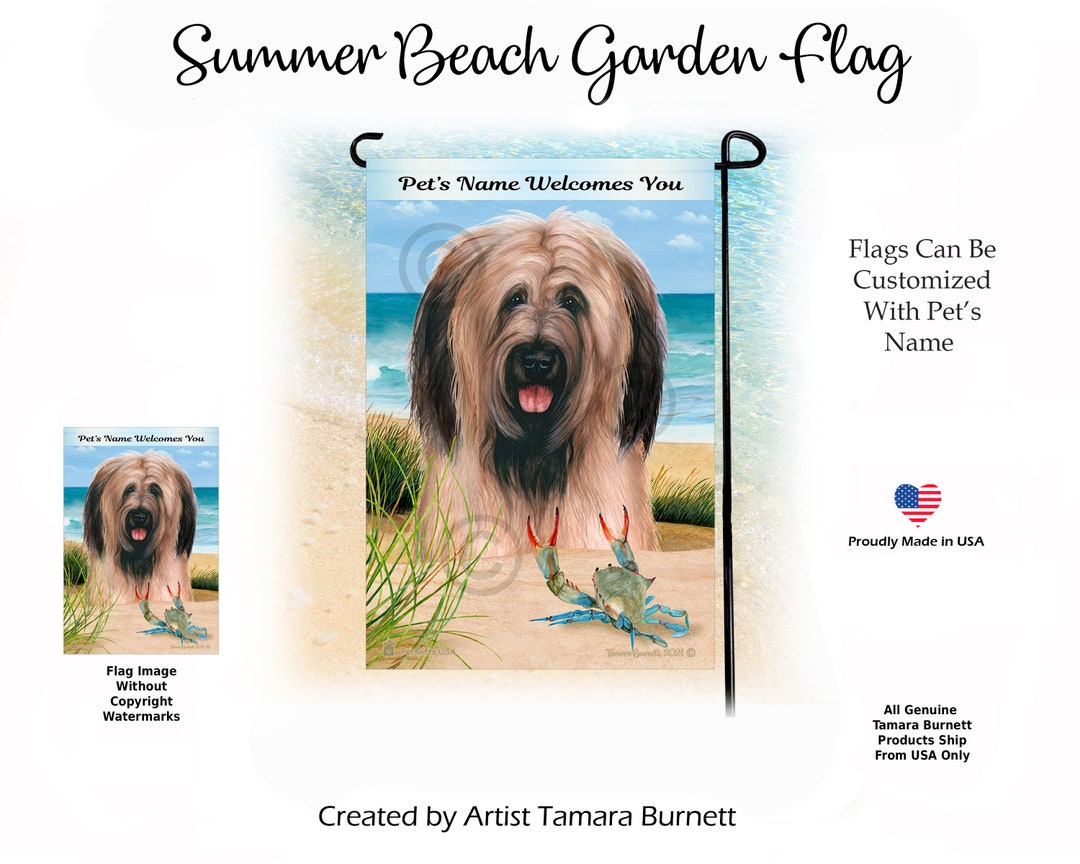 Briard Fawn Uncropped Ears Summer Beach Scene Garden Flag - Etsy