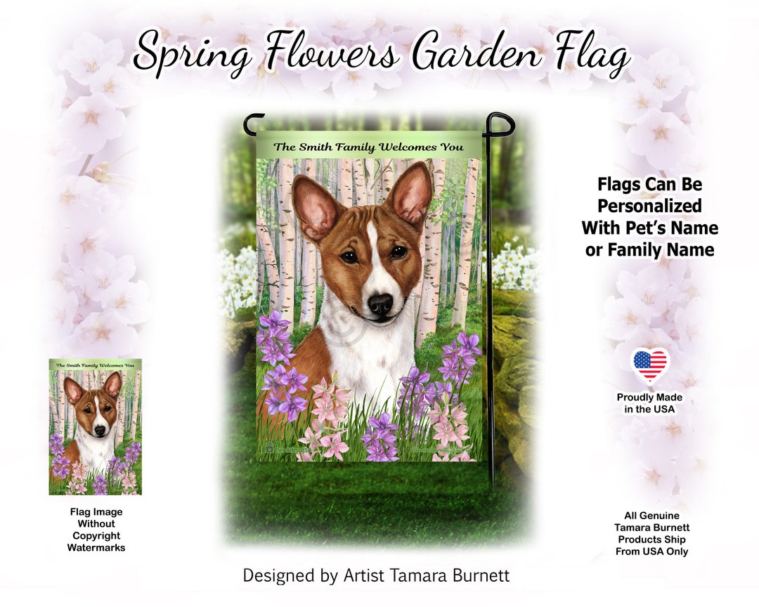 Basenji Red & White Spring Design Garden Flag - Etsy