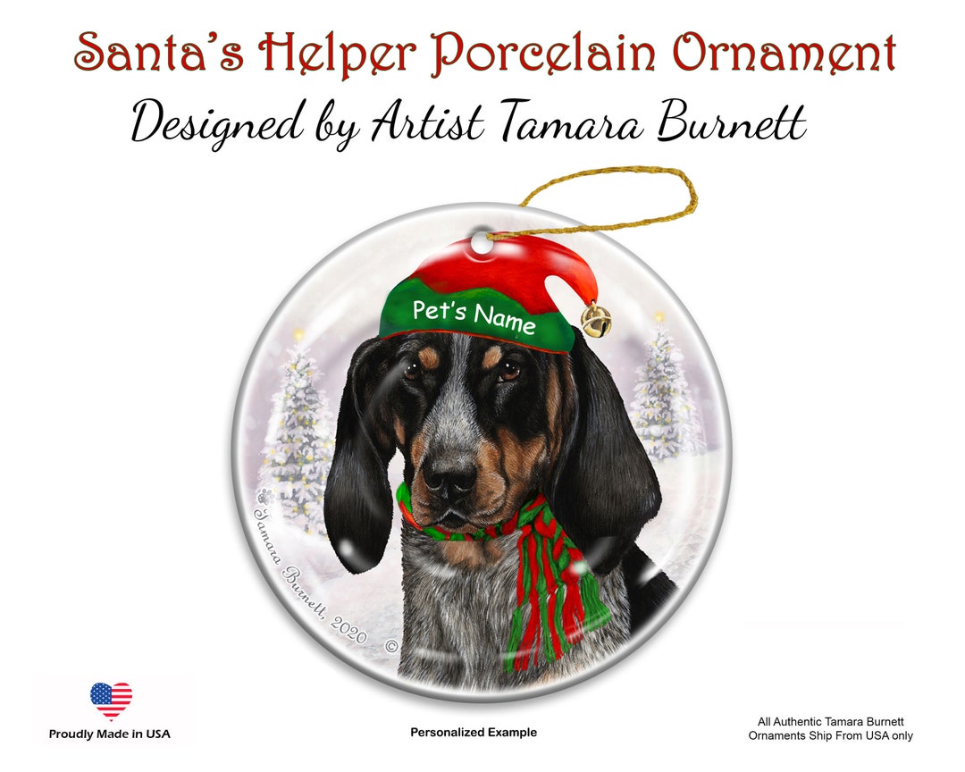 Coonhound Bluetick Dog - Santa's Helper Christmas Ornament - Etsy