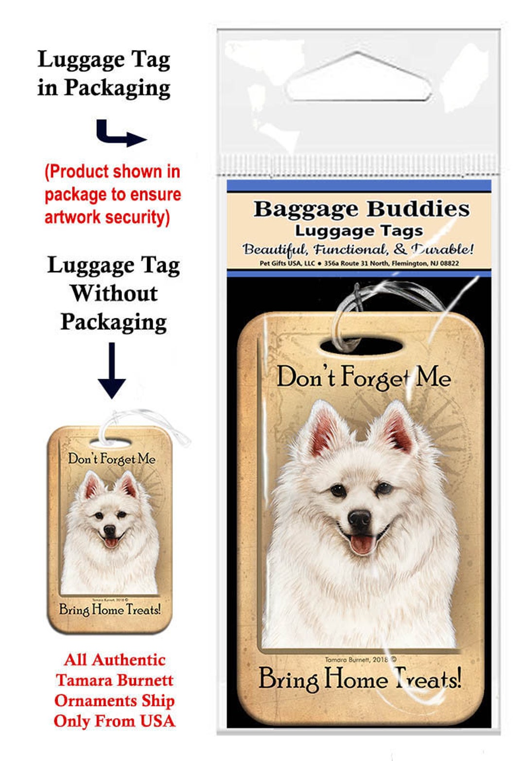Baggage Buddies Luggage Tag American Eskimo - Etsy