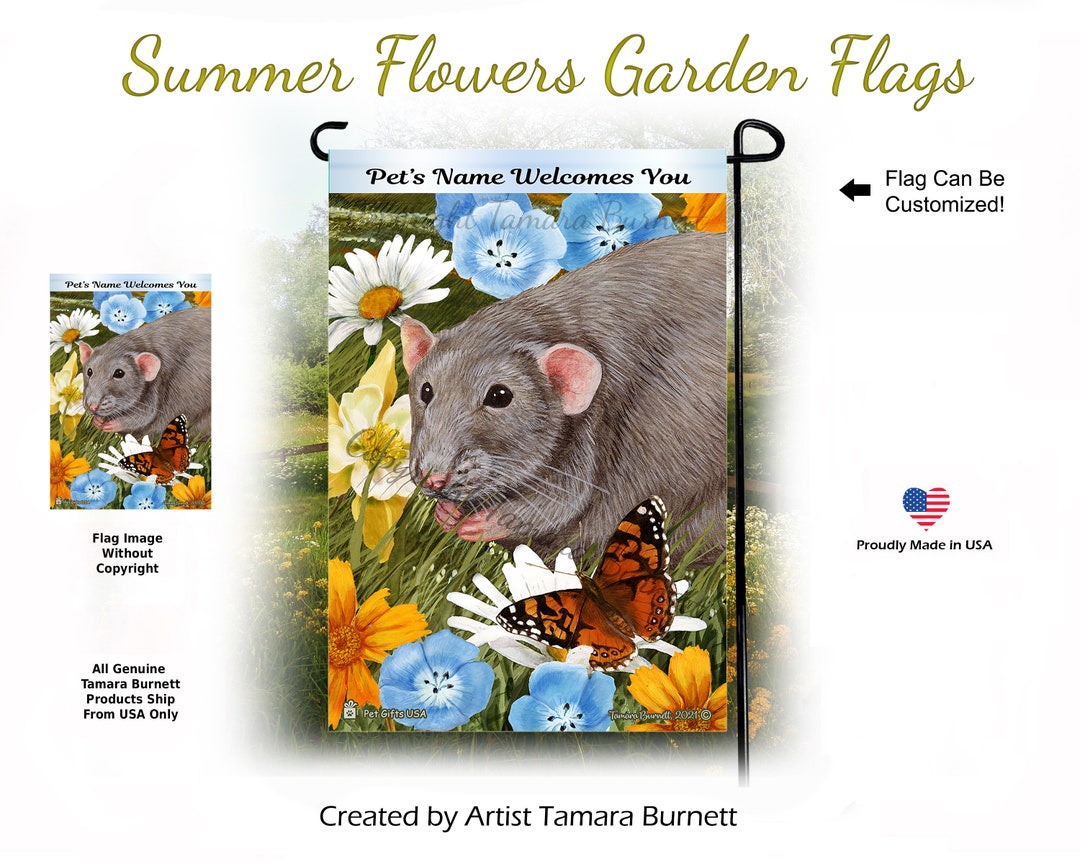 Light Grey Rat - Summer Flowers Garden Flag - Etsy