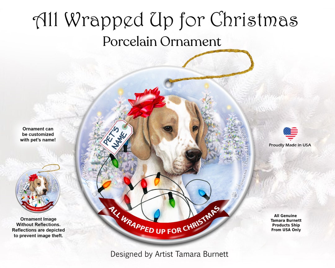 English Pointer Lemon & White All Wrapped up for Christmas Ornament - Etsy