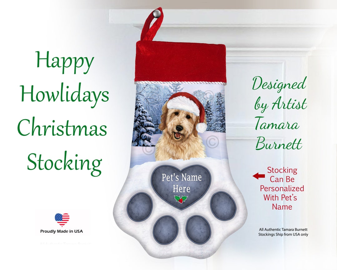 Goldendoodle Yellow gold Christmas Stocking - Etsy
