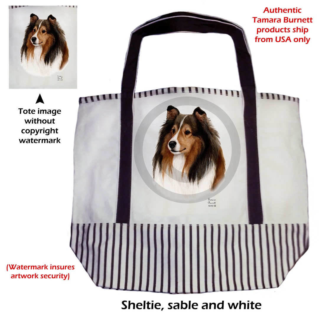 Dog Tote Bag Sheltie Sable Tote Size is 20 X 15 X 7 when Filledcanvas ...