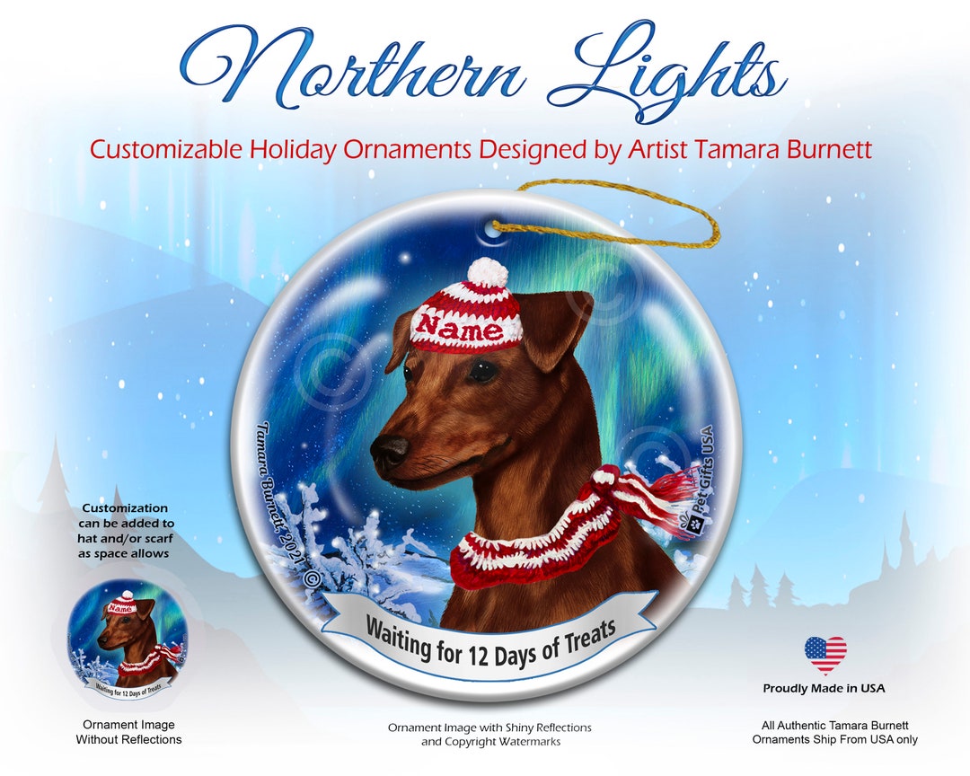 Min Pin Red Uncropped Northern Lights Christmas Ornament - Etsy