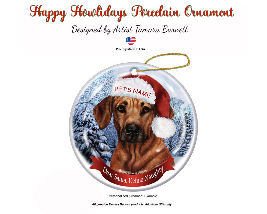 Rhodesian Ridgeback Santa Hat Porcelain Christmas Ornament select ...
