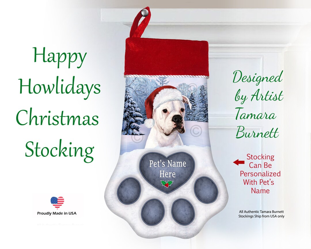 Boxer White Uncropped Christmas Stocking - Etsy