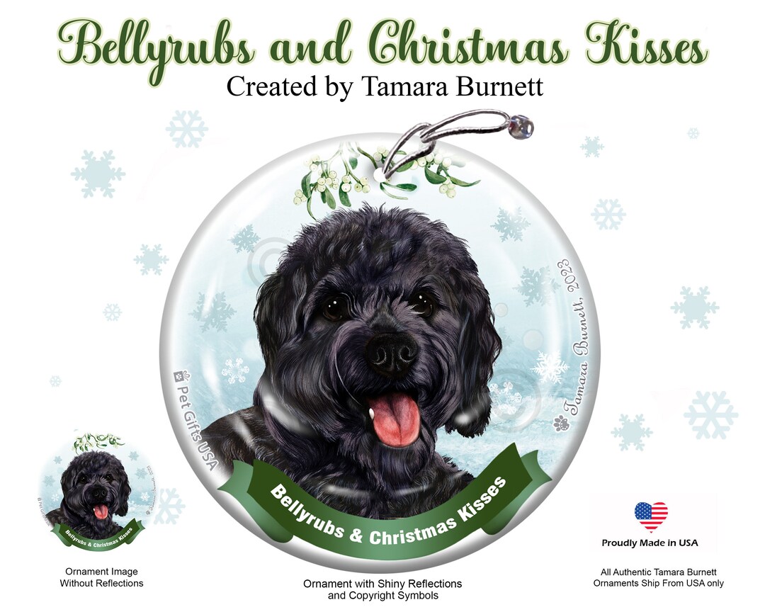 Cavapoo Black - Belly Rubs and Christmas Kisses Ornament - Etsy