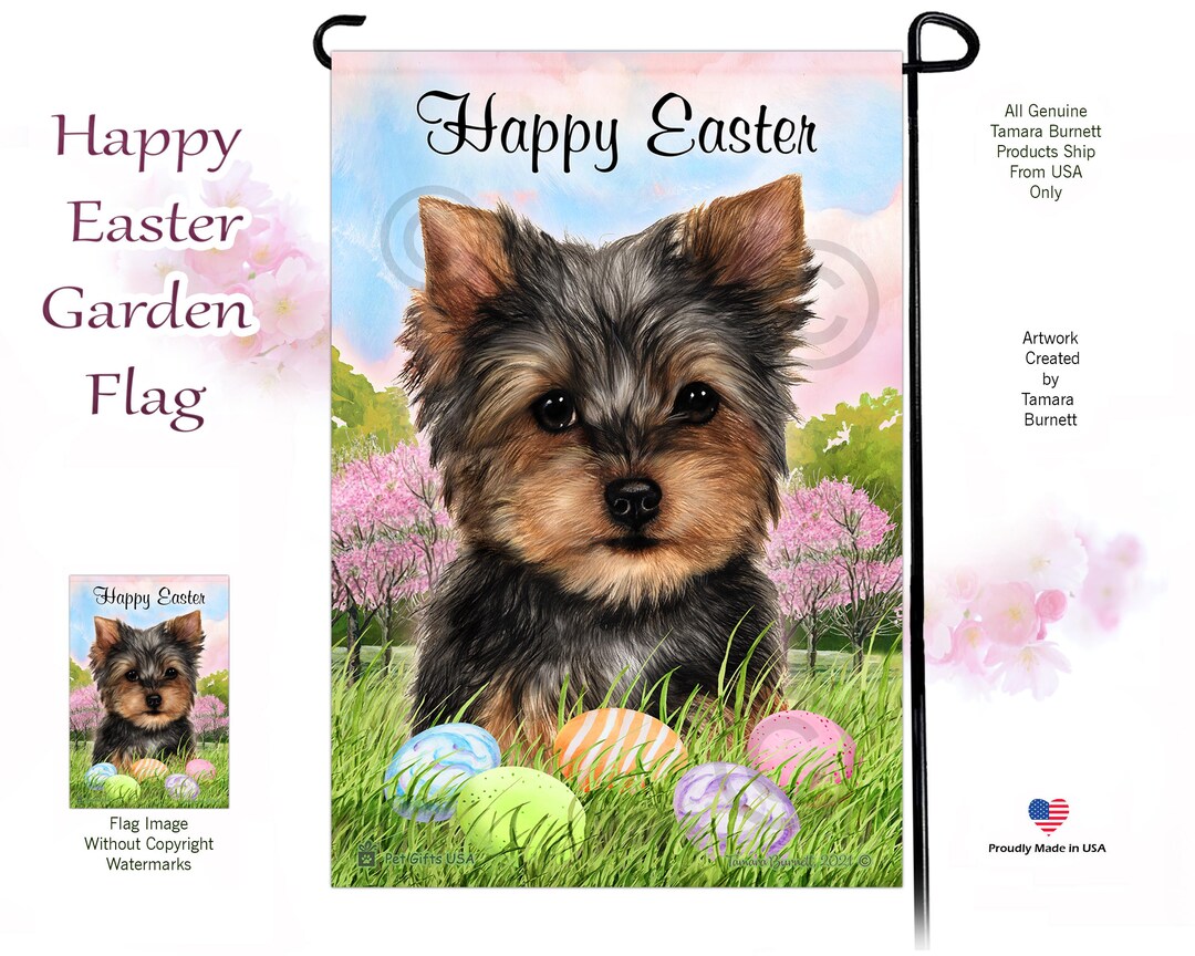 Yorkshire Terrier Yorkie (puppy) - Happy Easter Garden Flag - Etsy
