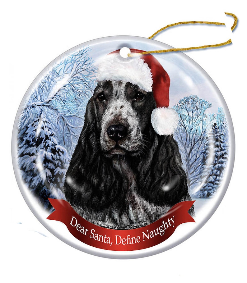 English Cocker Spaniel Blue Roan Santa Hat Christmas Ornament - Etsy
