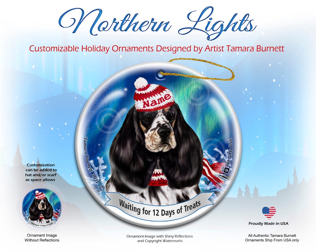 Cocker Spaniel Tri Color Parti Northern Lights Christmas Ornament - Etsy