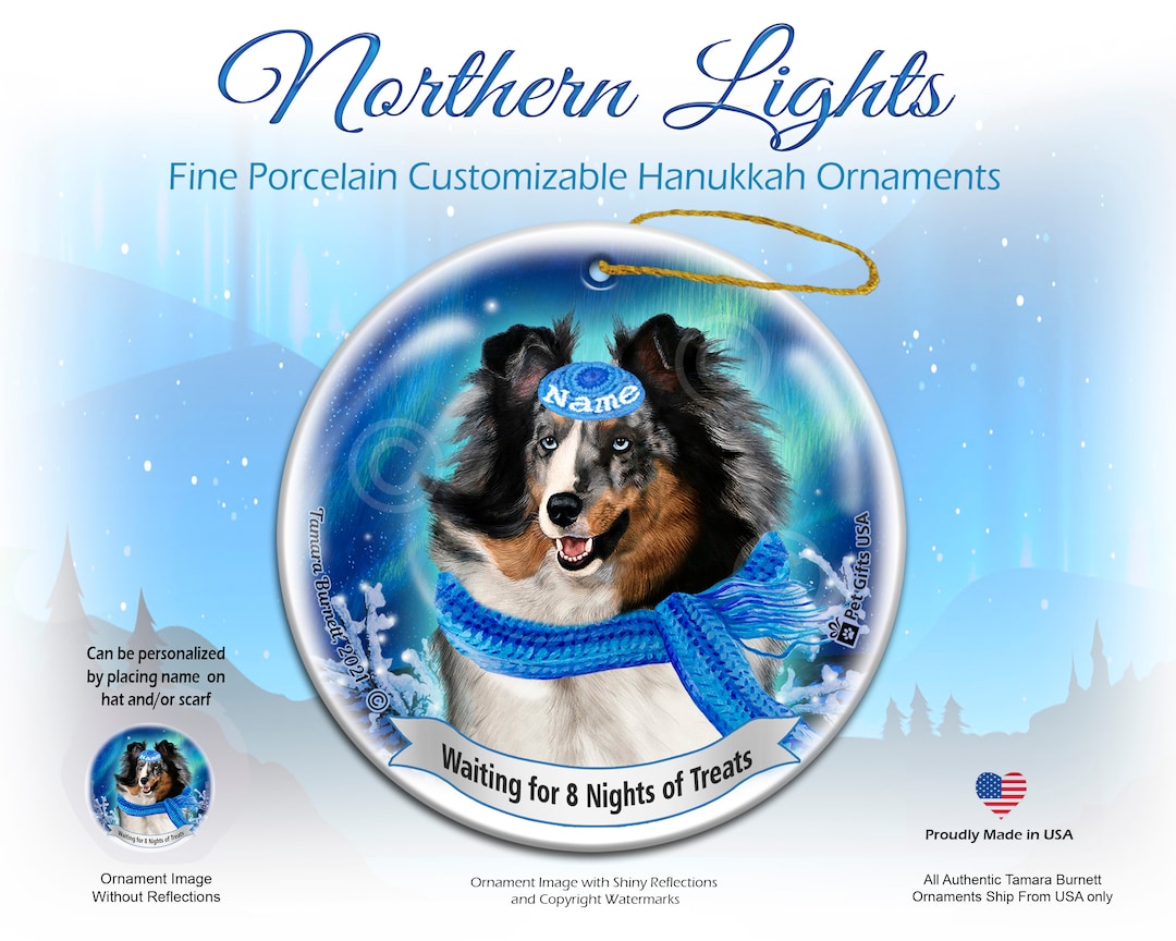 Sheltie Blue Merle Northern Lights Hanukkah Ornament - Etsy