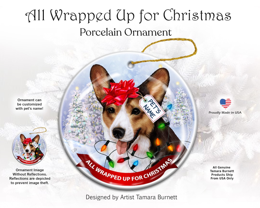 Corgi Cardigan Sable All Wrapped up for Christmas Ornament - Etsy