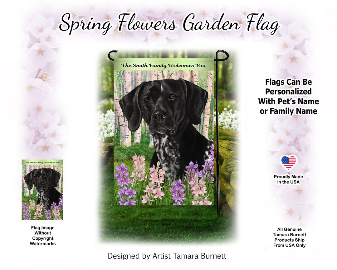 German Shorthair Pointer Black & White Spring Design Garden Flag - Etsy