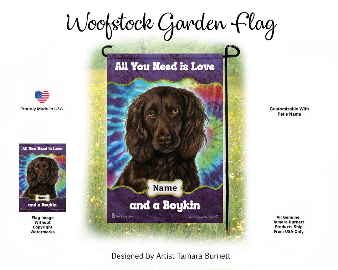 All You Need is Love and a Boykin Spaniel Brown - Woofstock Garden Flag ...