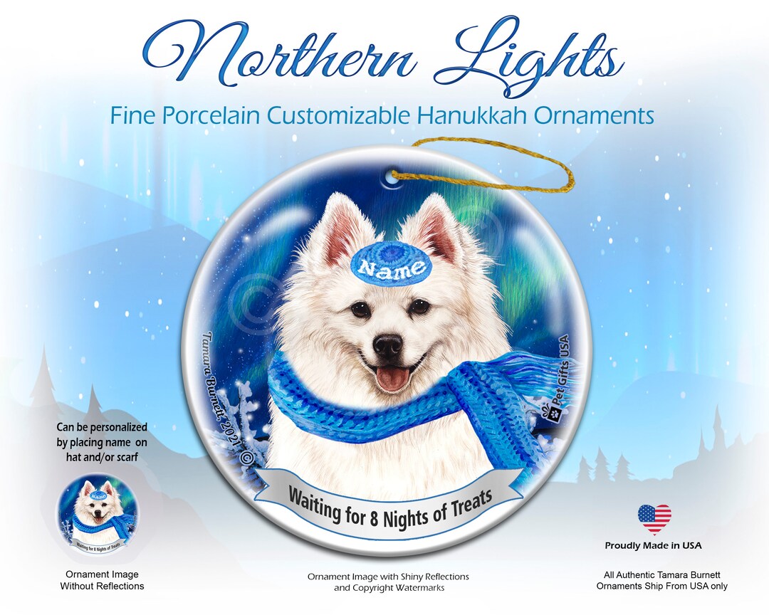 American Eskimo Northern Lights Hanukkah Ornament - Etsy