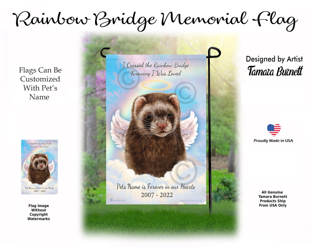Ferret Garden Flag, Chocolate Sable - Pet Memorial With Personalization ...