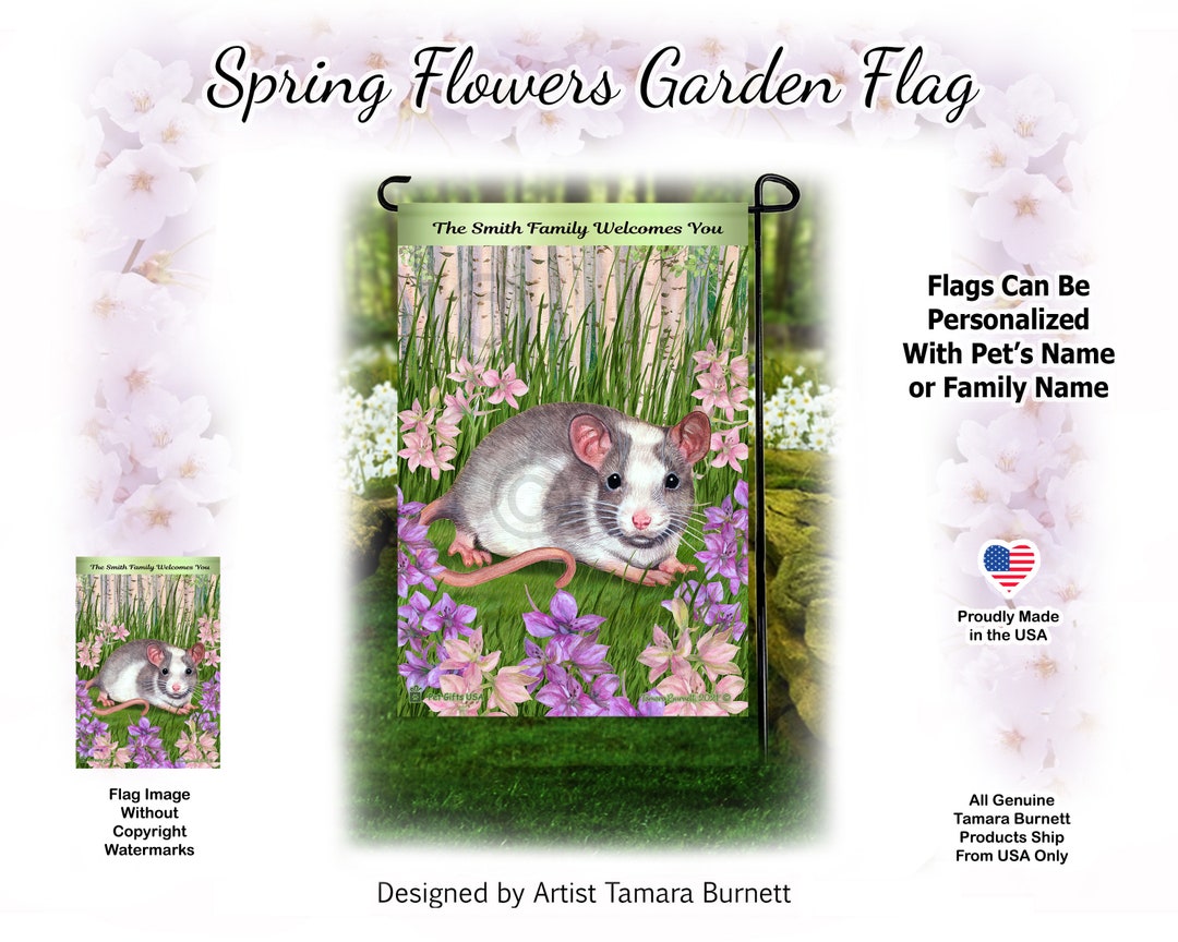Grey & White Pied Rat Garden Flag - Etsy