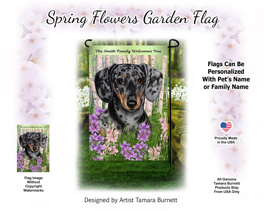 Dachshund Dapple Light Black & Tan Spring Design Garden Flag - Etsy