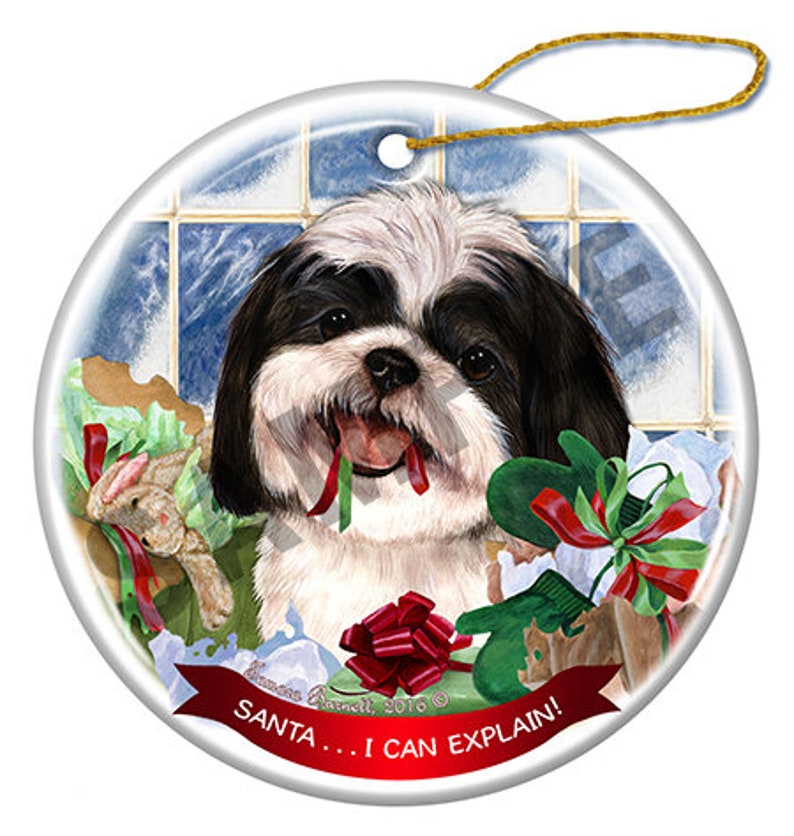 Shih Tzu Black & White Porcelain Hanging Ornament Pet Gift - Etsy