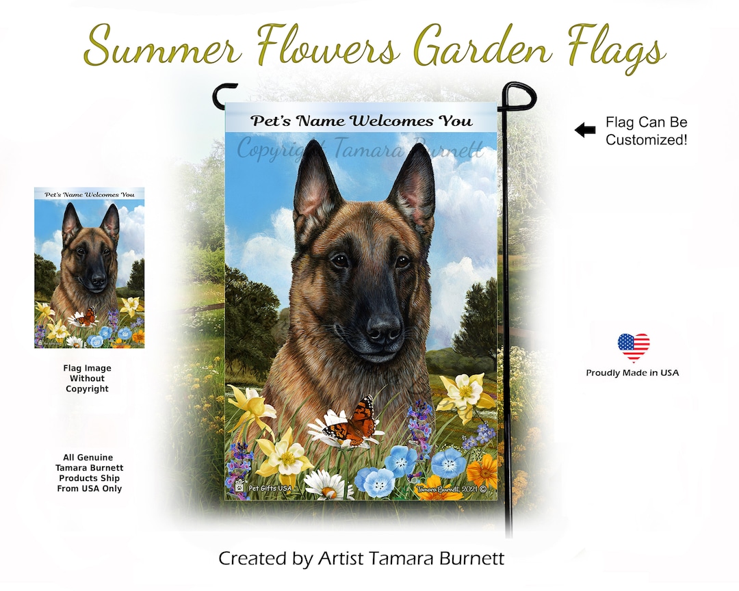 Belgian Malinois Fawn - Summer Flowers Garden Flag - Etsy