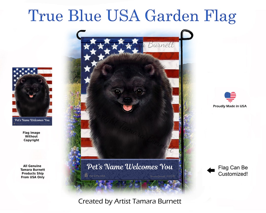 Pomeranian Black - True Blue Patriotic Garden Flag - Etsy