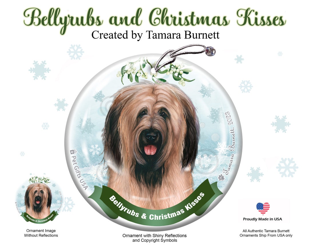 Briard Fawn Uncropped - Bellyrubs and Christmas Kisses Ornament - Etsy