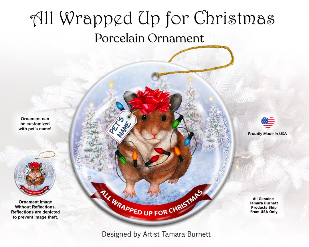 Hamster All Wrapped up for Christmas Ornament - Etsy