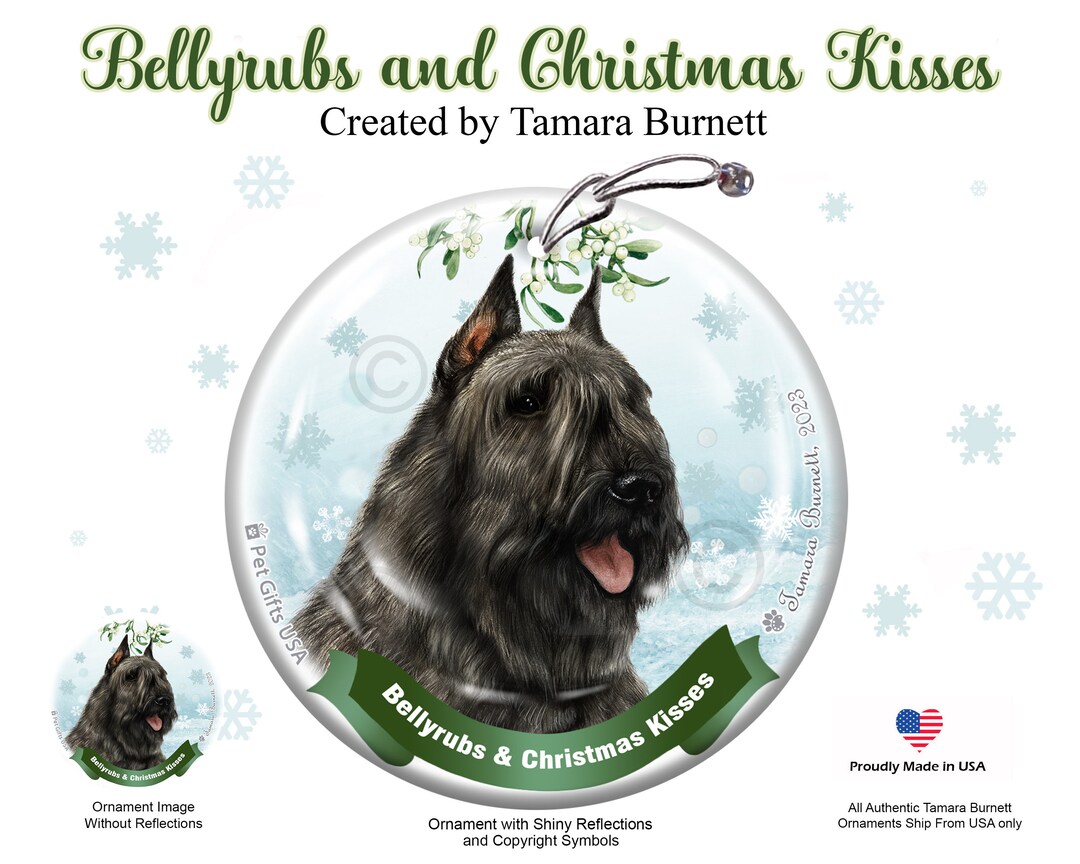 Bouvier Grey - Bellyrubs and Christmas Kisses Ornament - Etsy