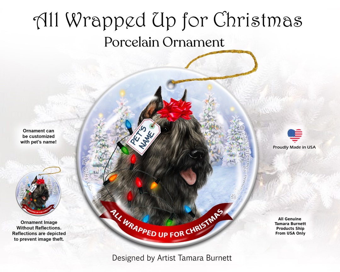 Bouvier Grey Color All Wrapped up for Christmas Ornament - Etsy