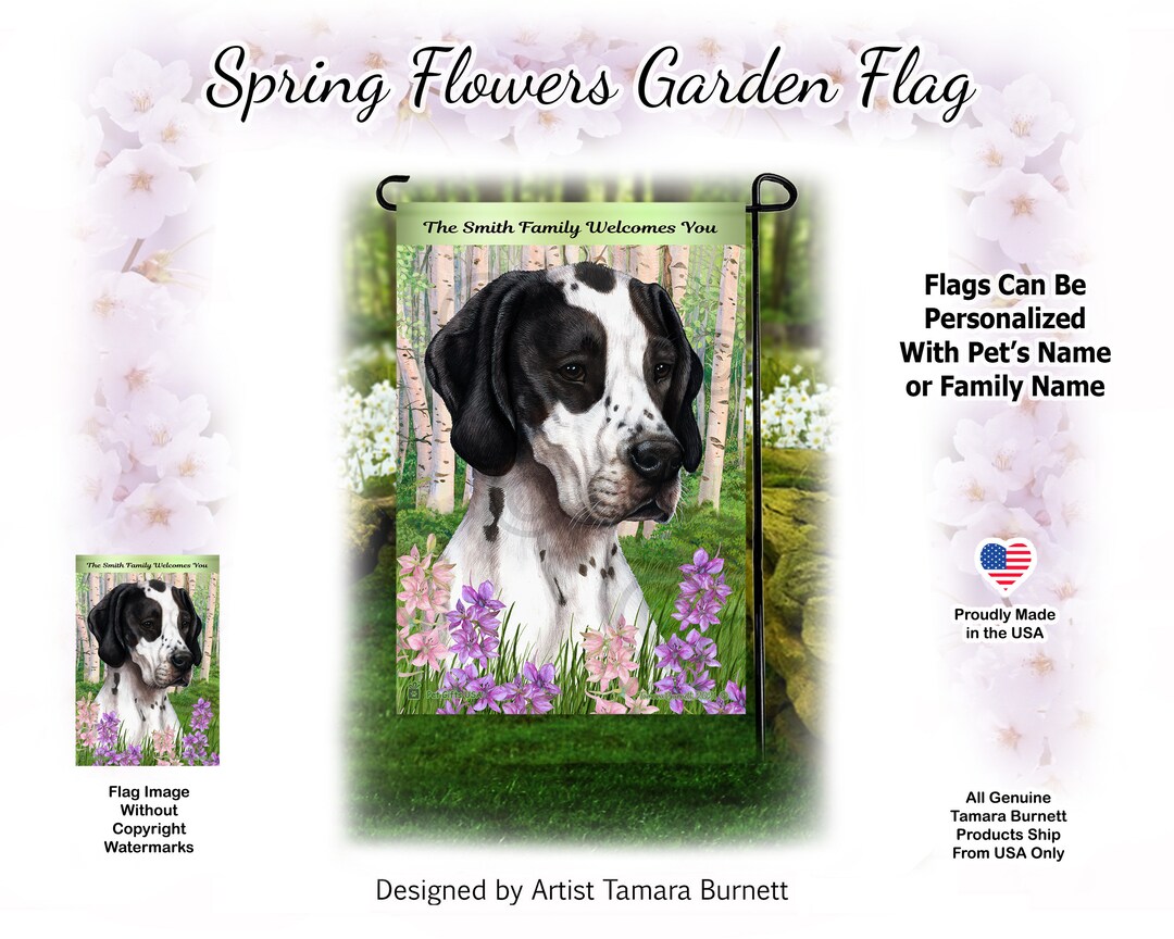 English Pointer Black & White Spring Design Garden Flag - Etsy