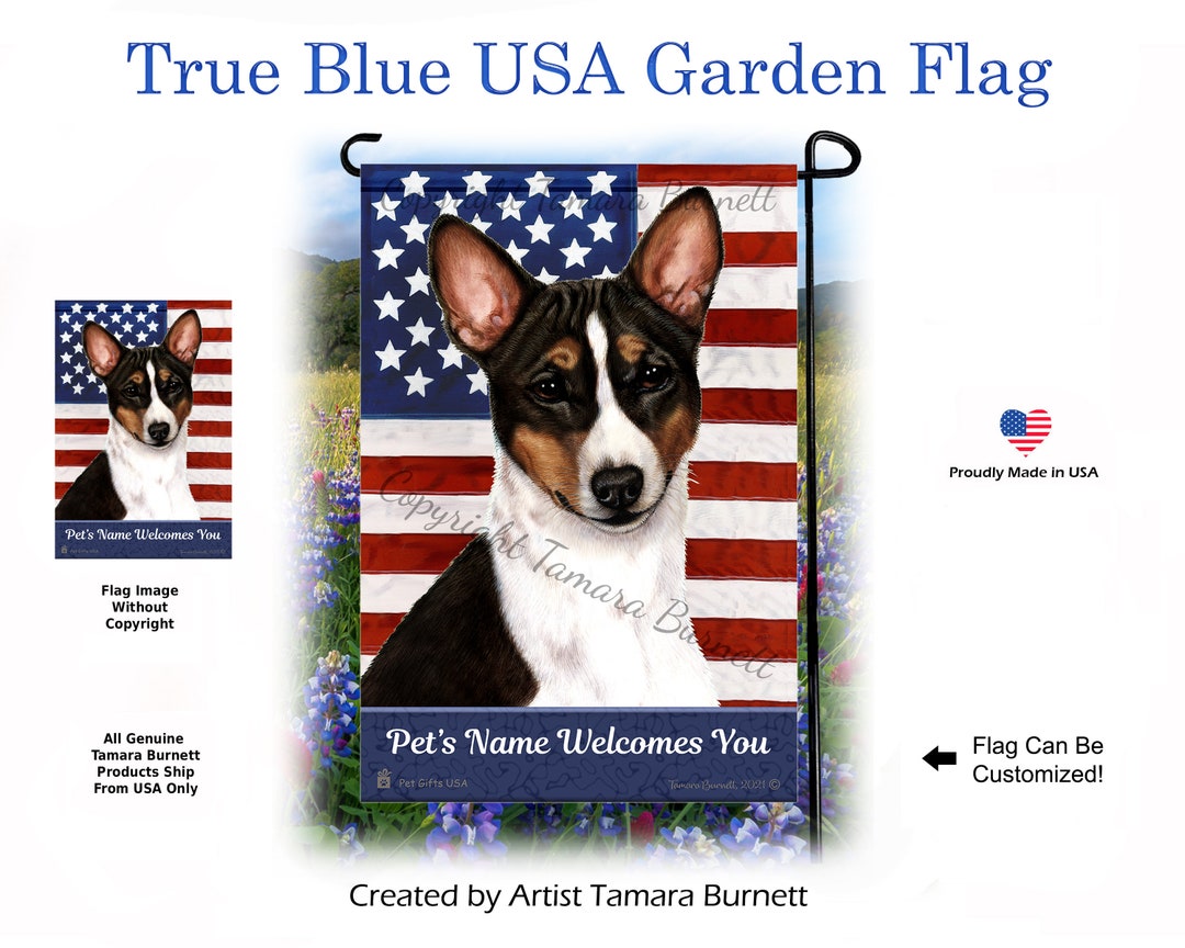 Basenji Tri Color - True Blue Patriotic Garden Flag - Etsy