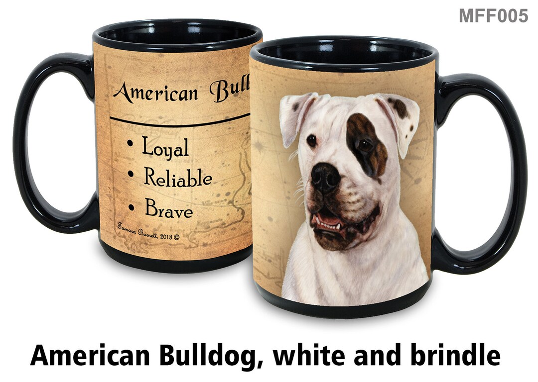 American Bulldog (brindle Eye) 15 Oz Coffee Mug - My Faithful Friend - Etsy